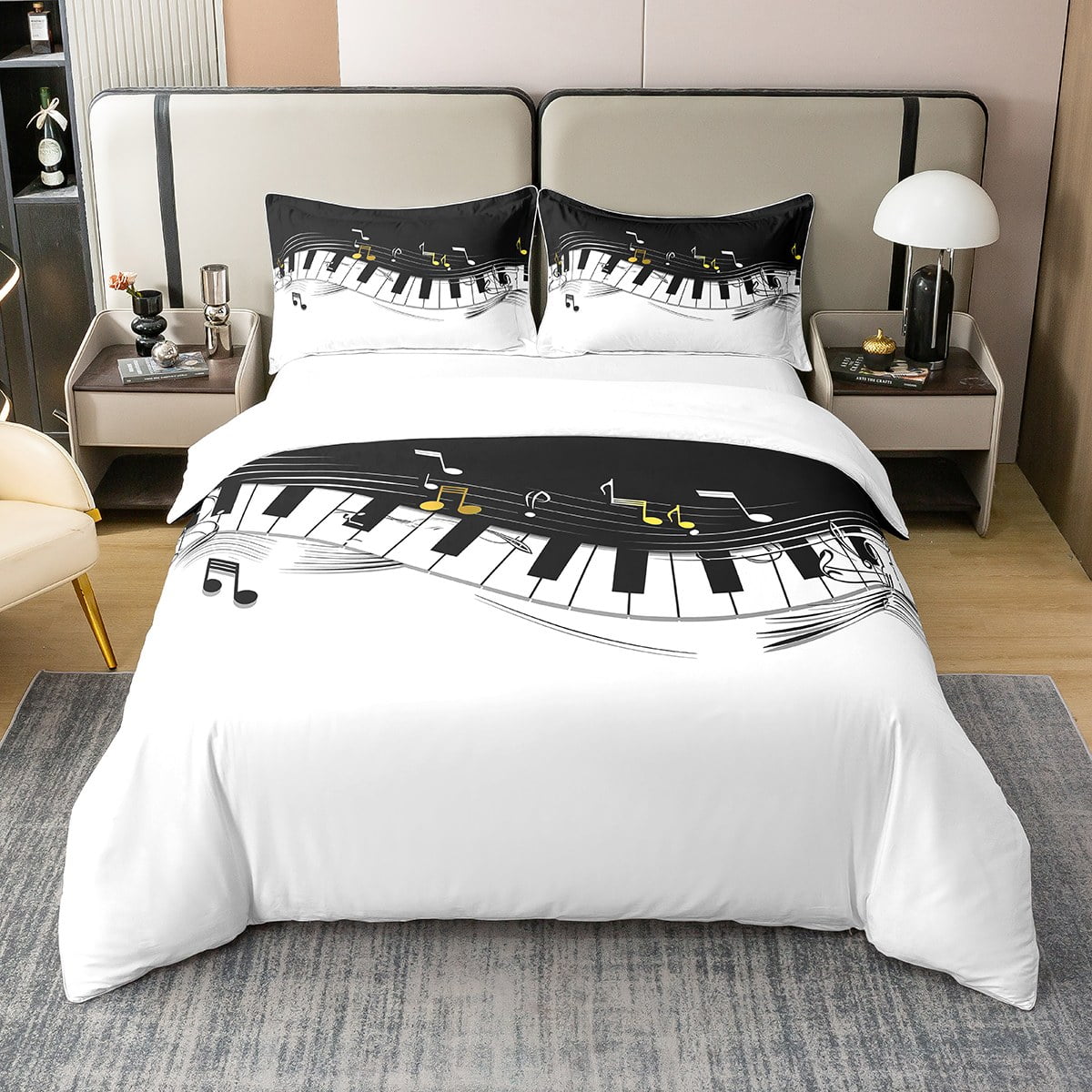 YST Music Notes 100% Natural Cotton Duvet Cover Twin,Musical Pattern ...