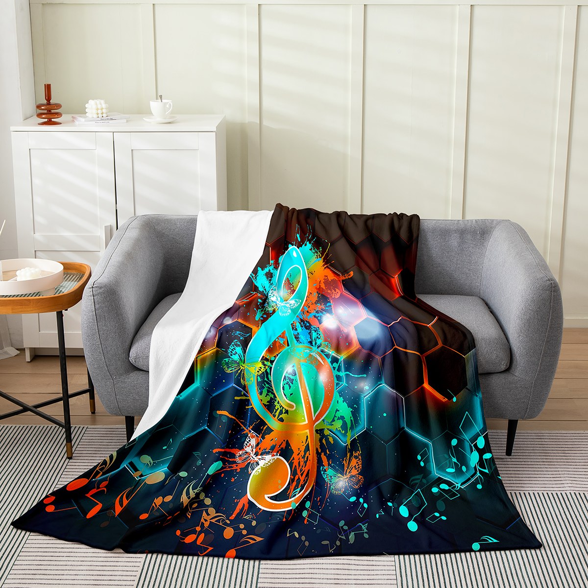 YST Music Notes Throw Blanket Rock Music Blanket 40x50 Inch Glowing ...