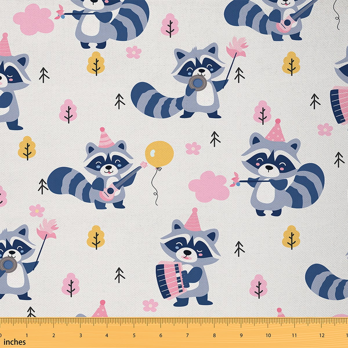 YST Music Raccoon Fabric By The Yard, Cute Animals Craft Patchwork ...