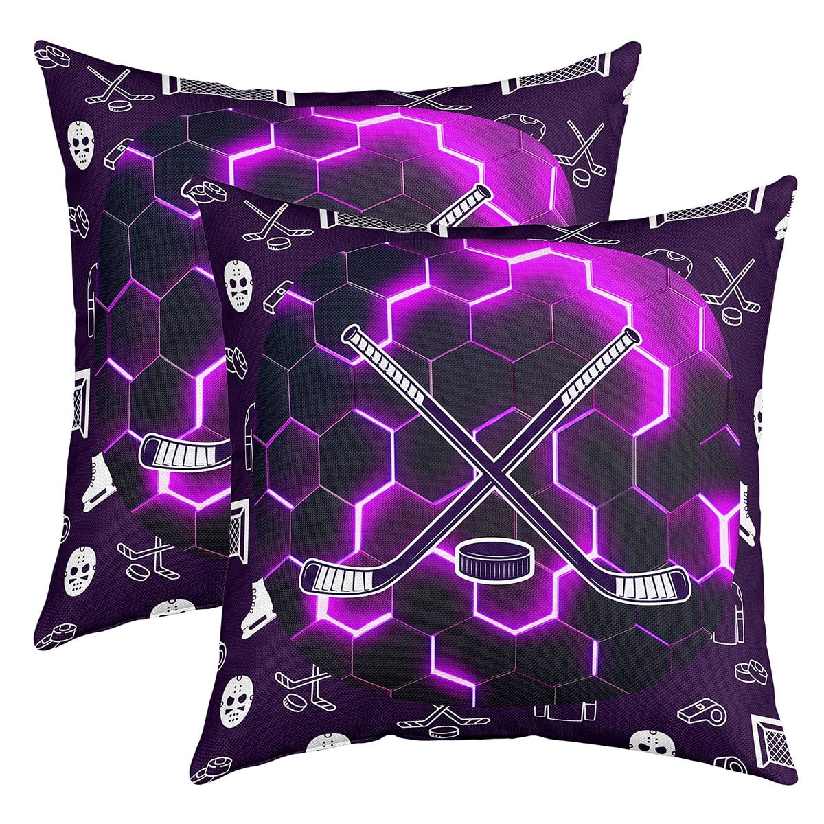 YST Musical Notes Cushion Cases 16x16 inch set of 2,Black Purple Accent ...