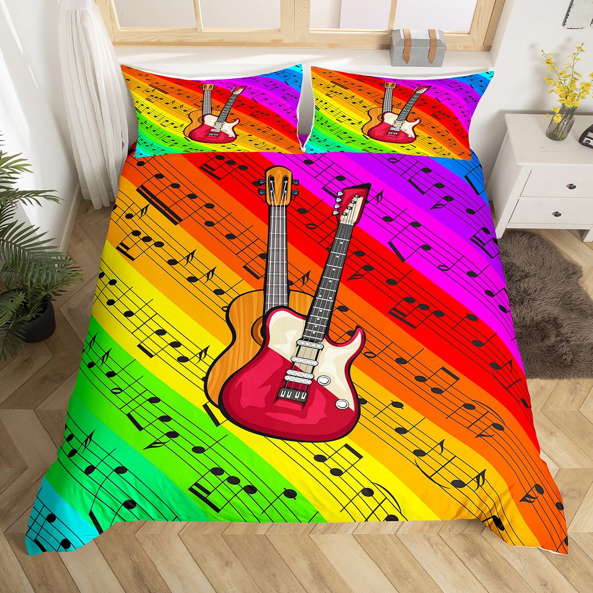 YST Musical Theme Comforter Cover Eletric Guitar Bed Set for Popstars ...