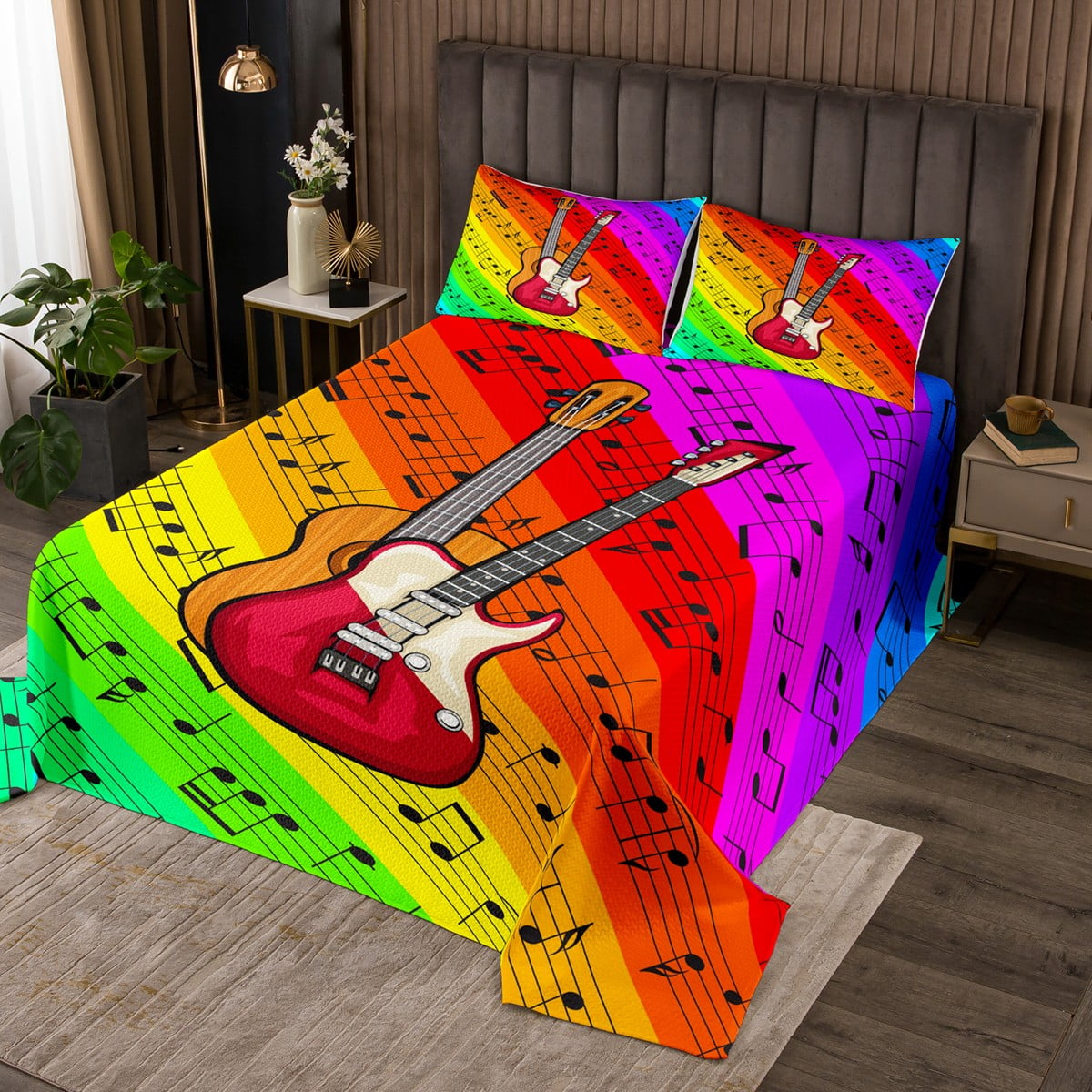 Erosebridal Musical Theme Coverlet King Size Eletric Guitar Bedding Set ...