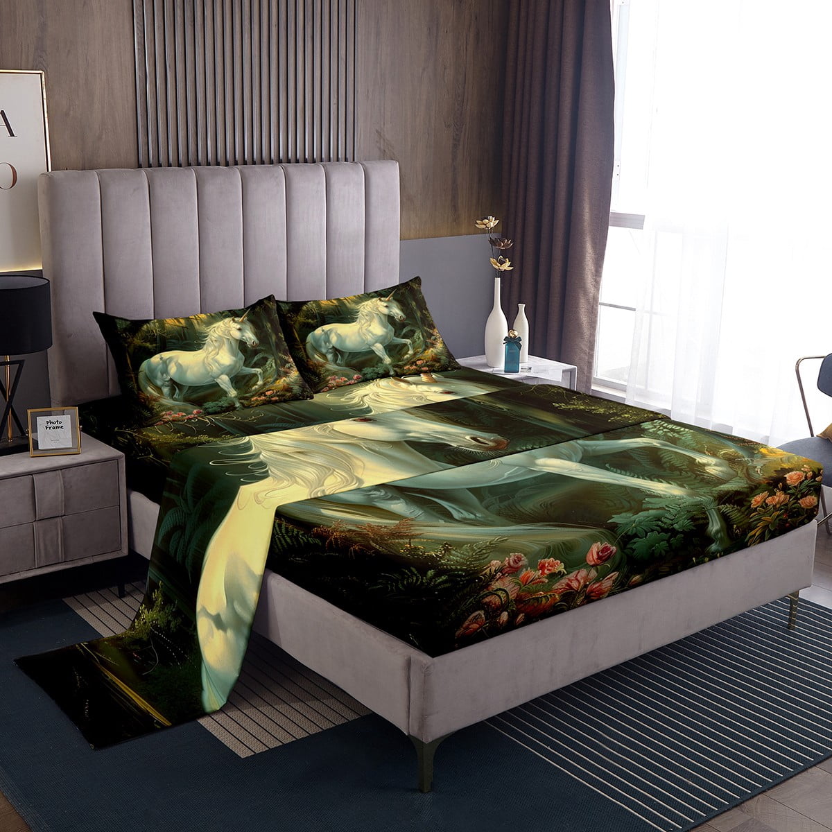 Erosebridal Mystical Unicorn Bed Sheets Set Queen Fantasy Horse Sheet ...