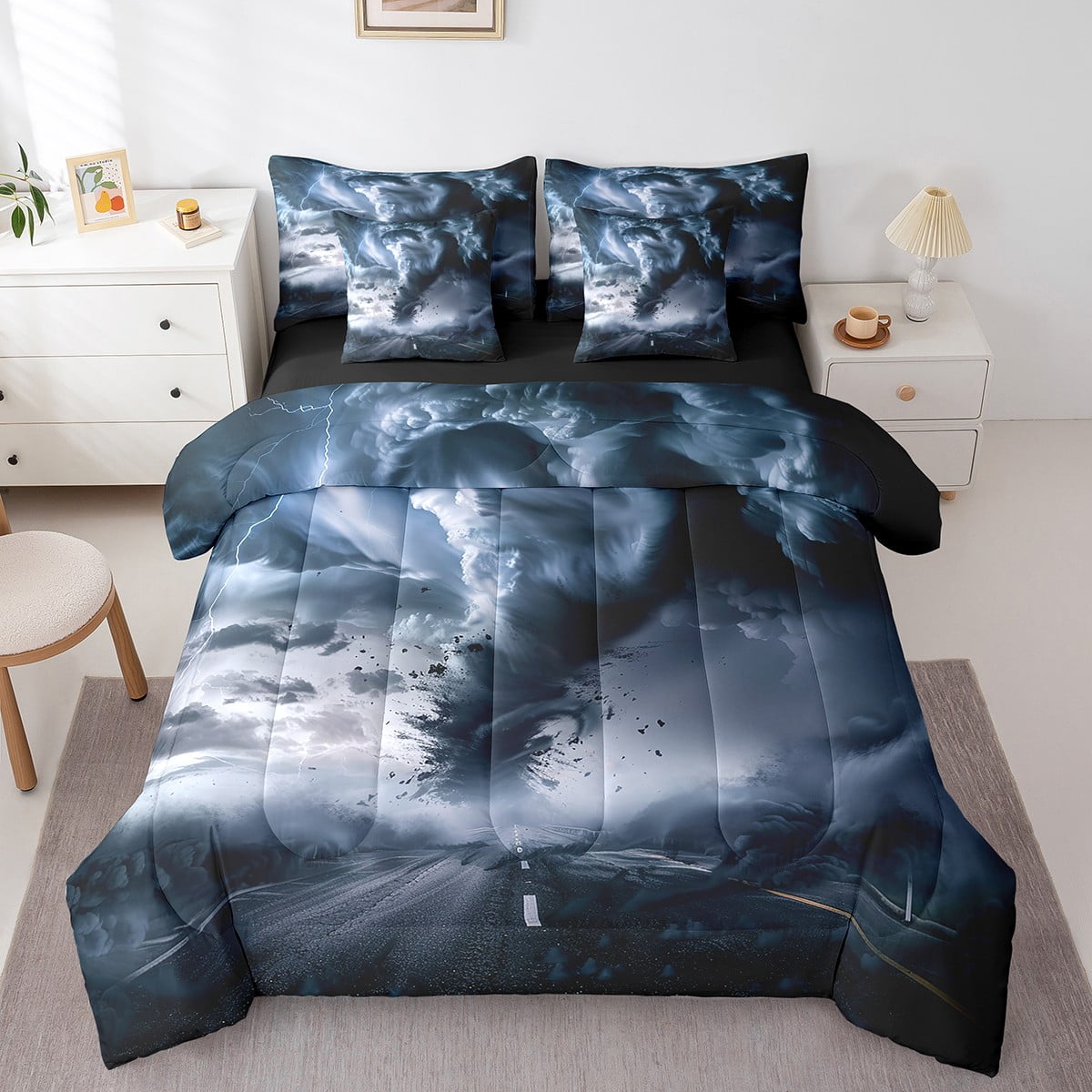 YST Natural Disaster Bed In A Bag Queen Storm Lightning Comforter Set 7 ...