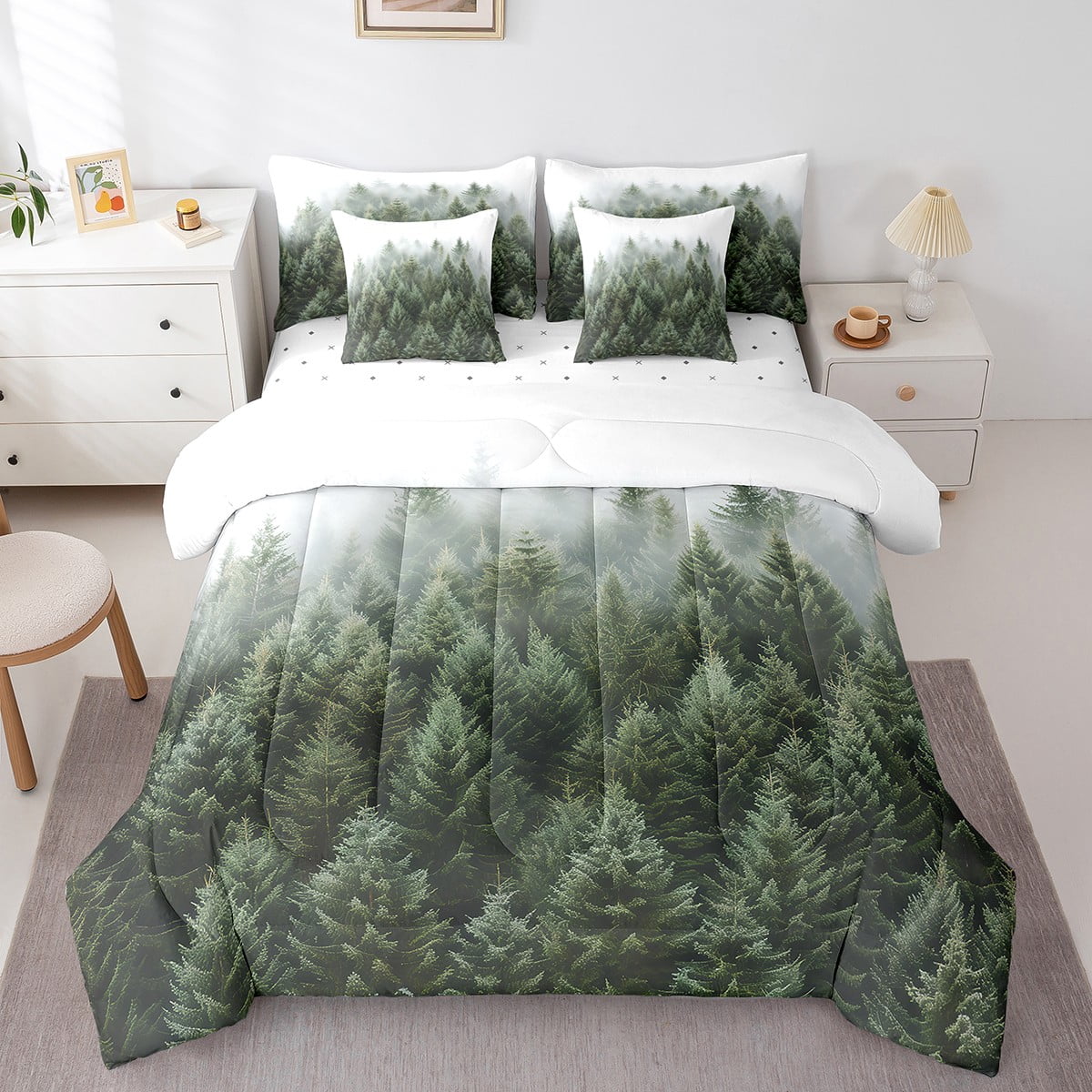 YST Natural Pineforset Bedding Sets 7 Piece King Smoky Mountain ...