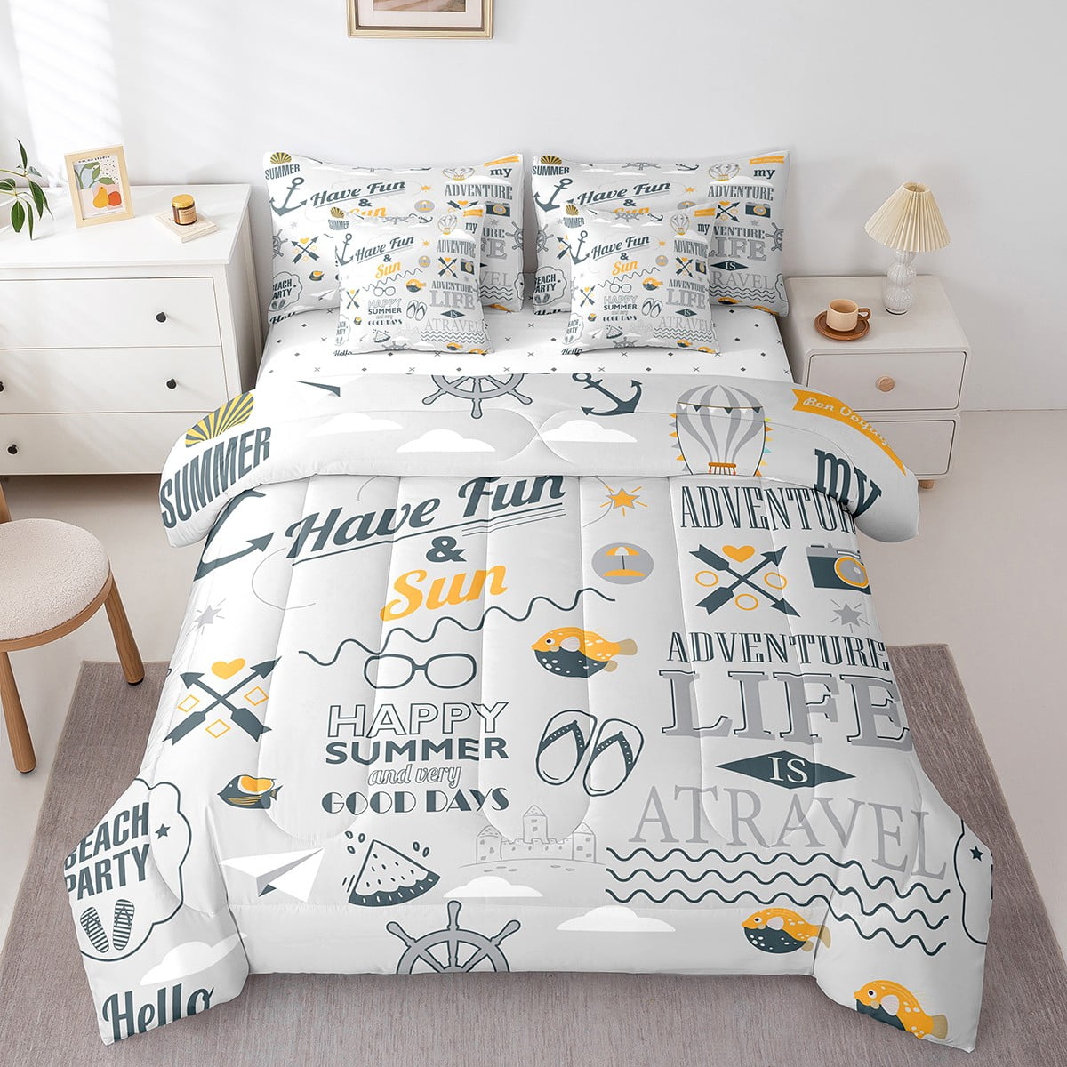 Nautical Anchor 7 Pieces Bed In A Bag, Coastal Ocean Comforter Full ...