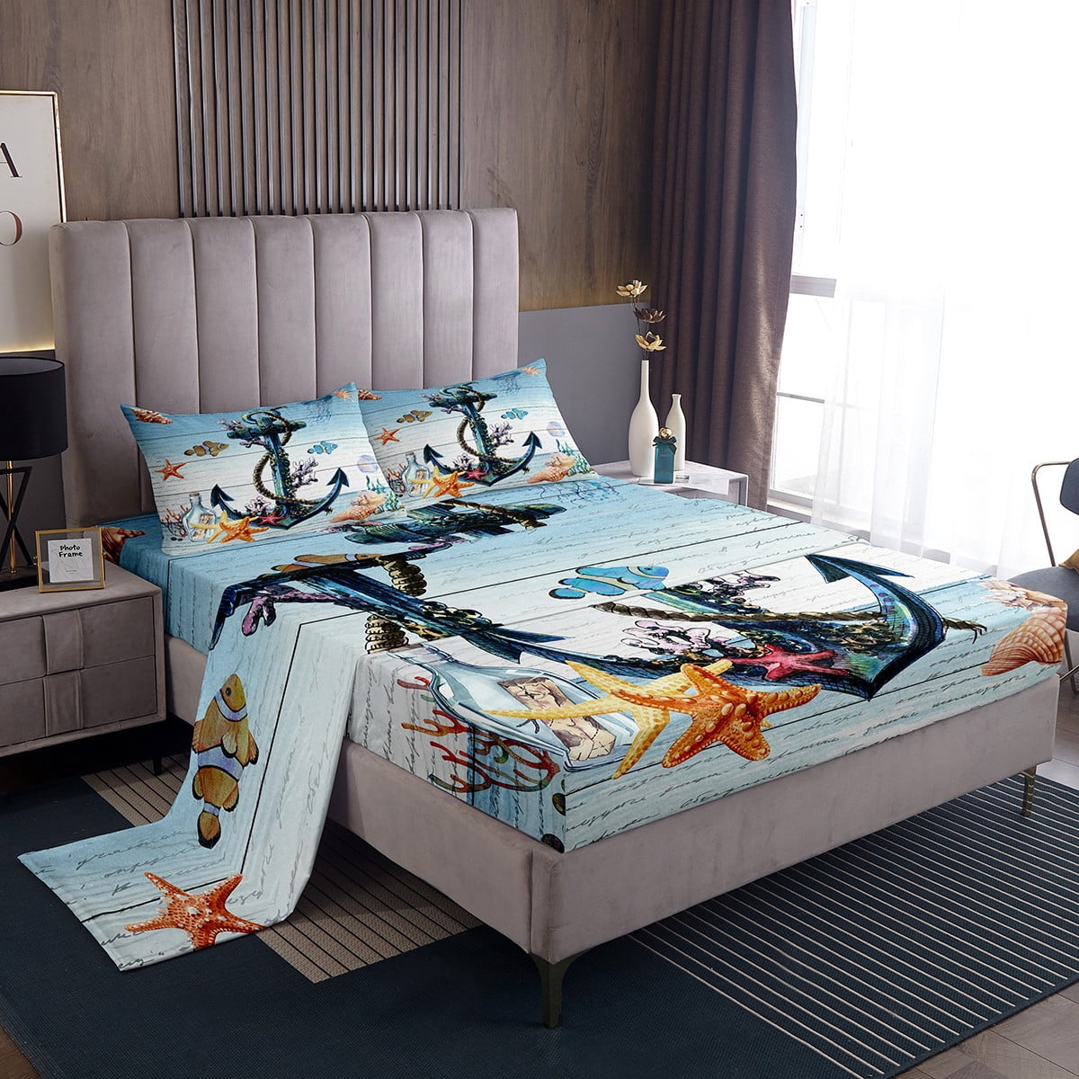 Erosebridal Nautical Anchor Full Sheet Set Ocean Themed Sheets ...
