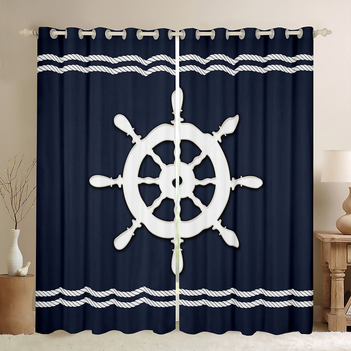 YST Nautical Decor Curtains Sailboat Rudder Curtains & Drapes, Ocean ...