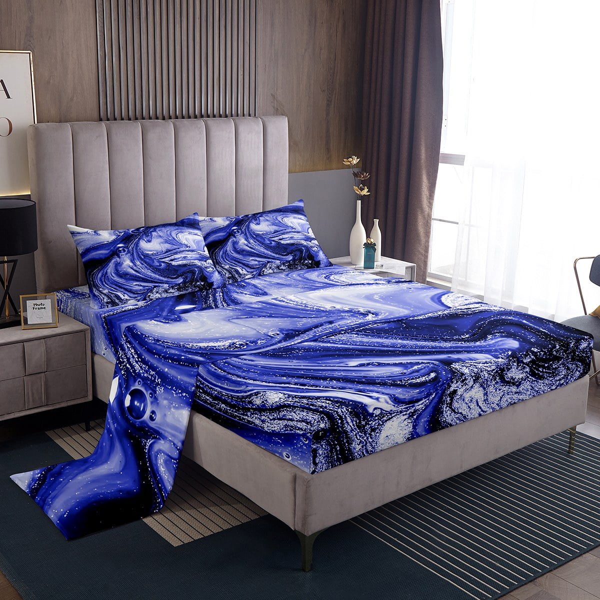 YST Navy Blue Gradient Queen Sheets Purple Ombre Bed Set, Aesthetic ...