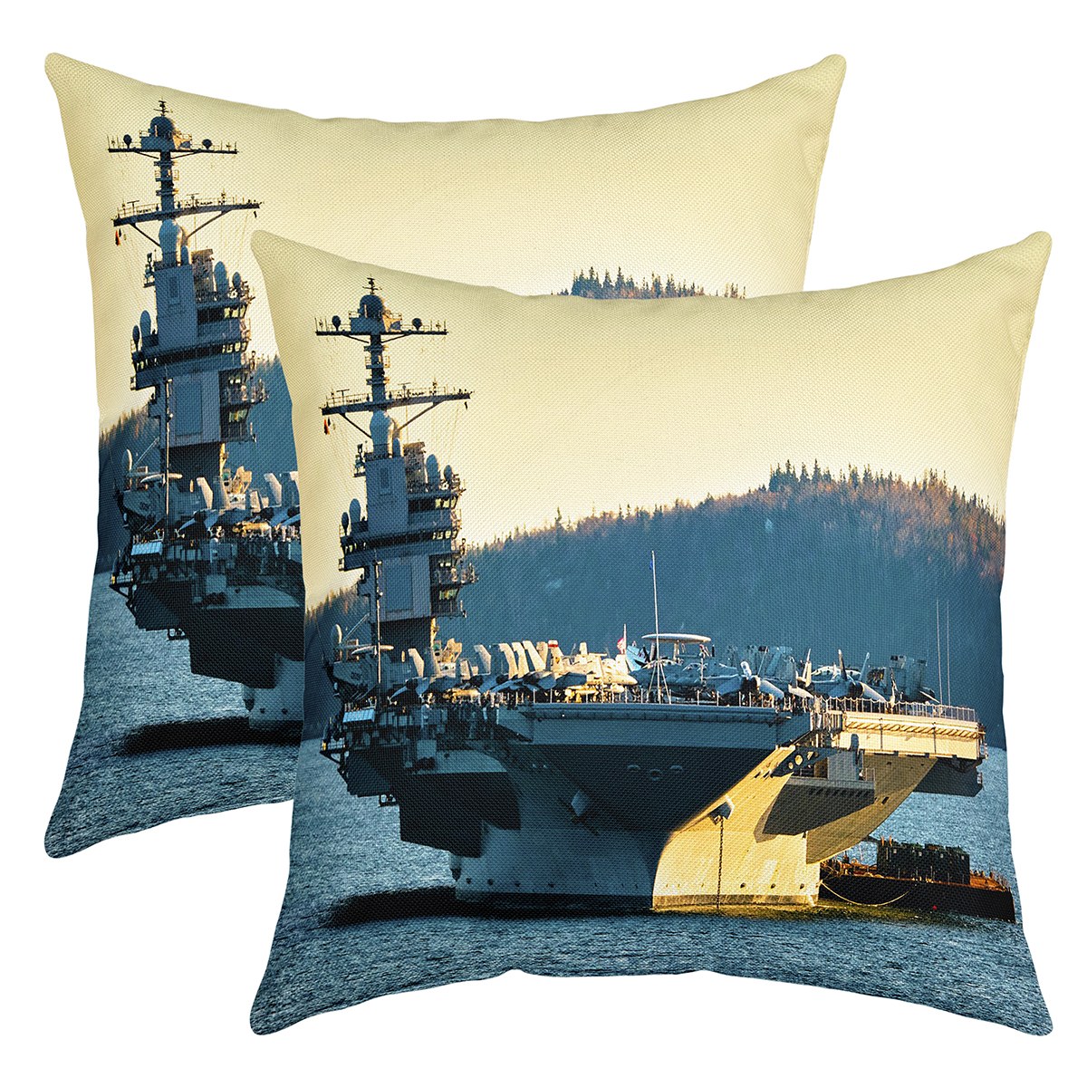 YST Navy Ship Cushion Covers 24x24 inch set of 2 Military Theme Throw ...
