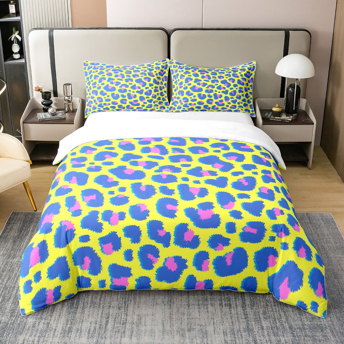 Neon Cheetah Print 100% Cotton Duvet Cover Women,Girly Leopard Print ...
