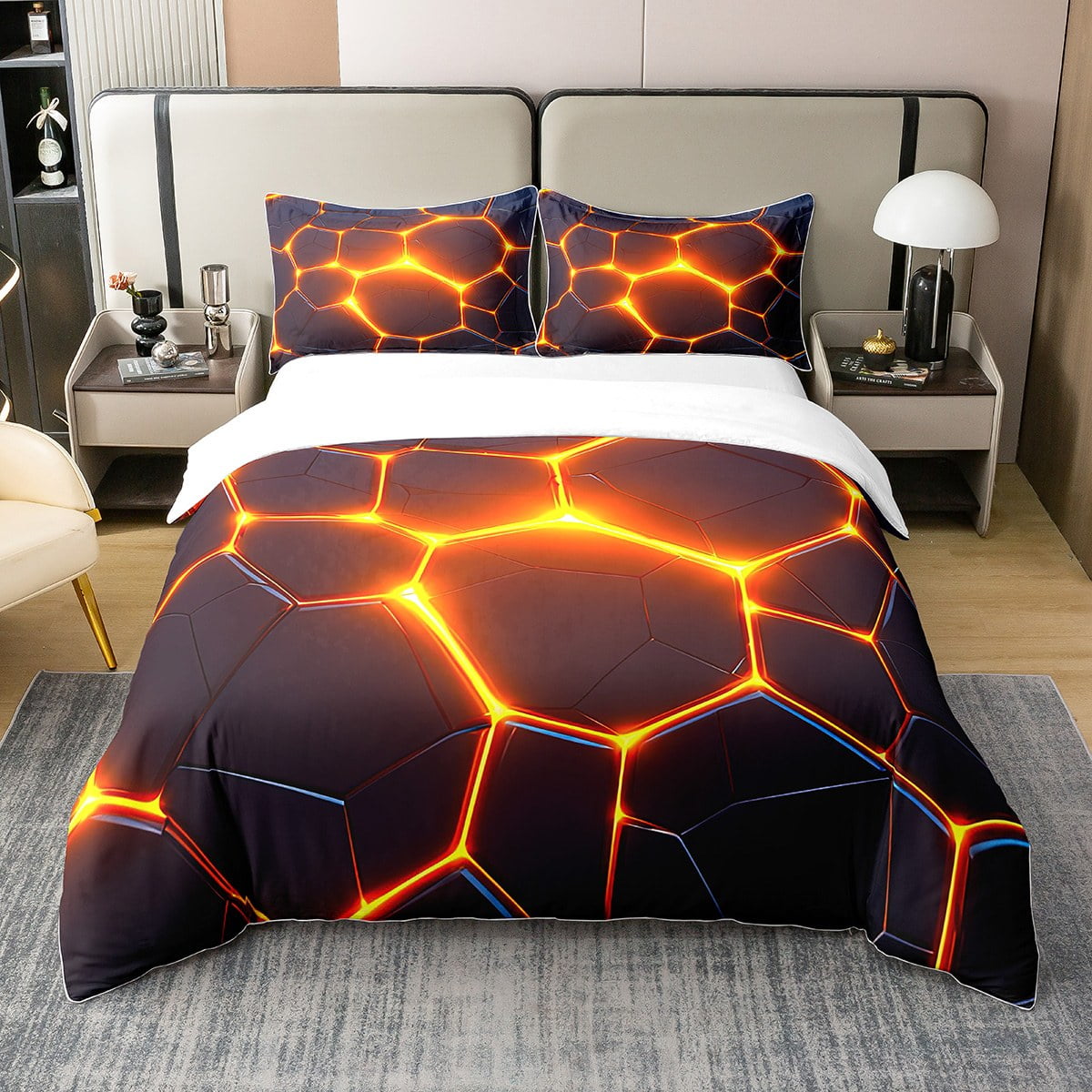 Erosebridal Neon Hexagon 100% Cotton Duvet Cover,Geometry Print ...