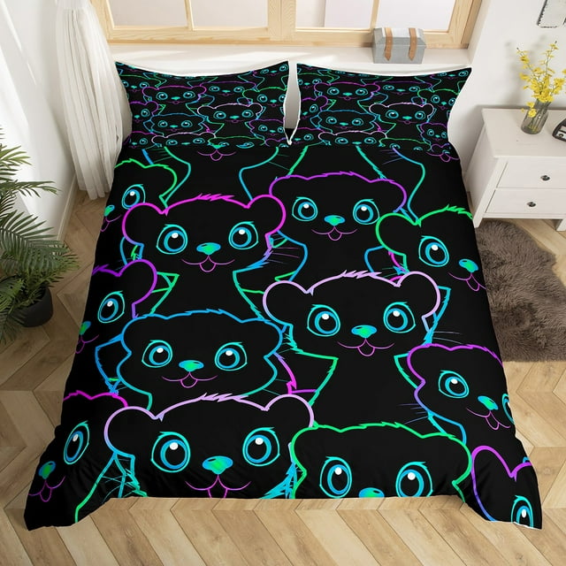 YST Neon Leopard Comforter Cover Gradient Line Leopard Pattern Duvet ...