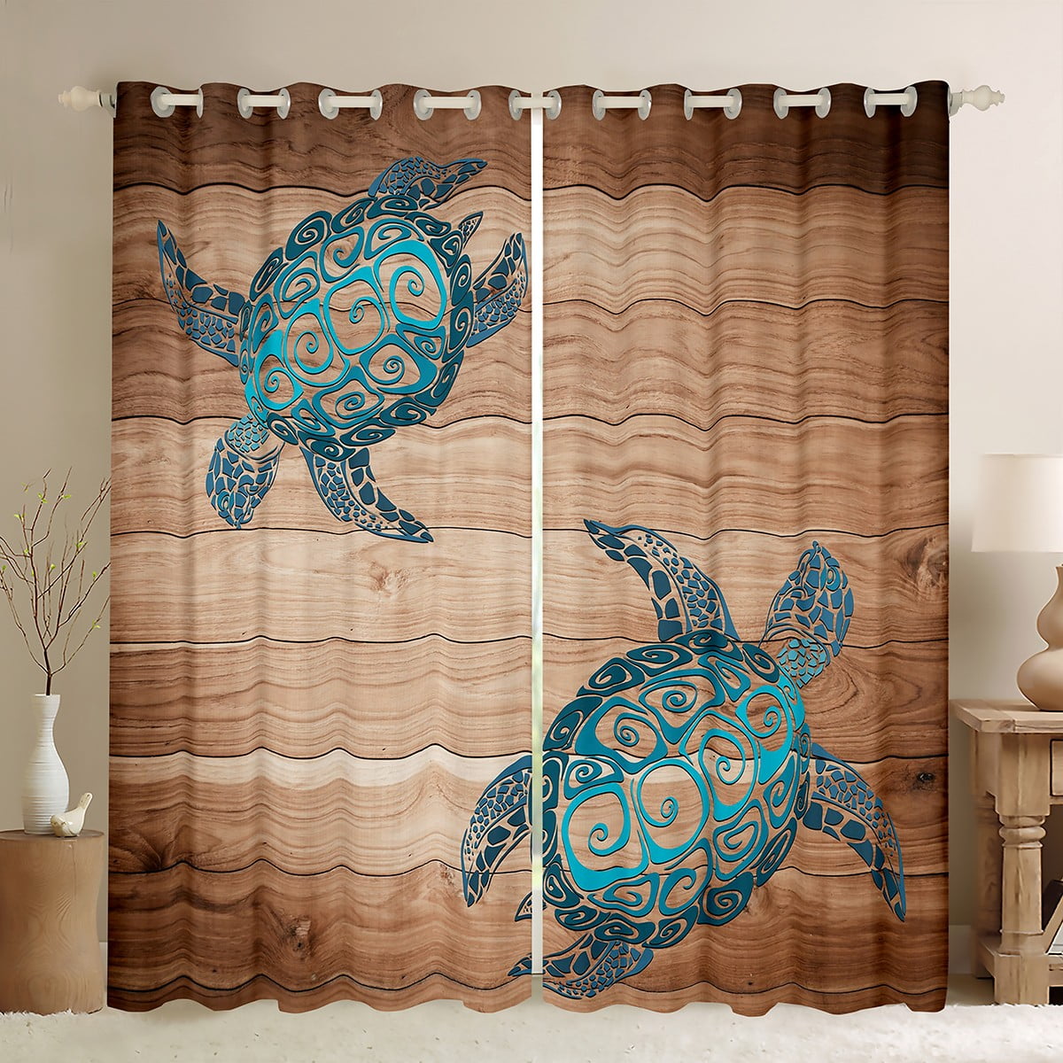Erosebridal Ocean Animal Curtains Sea Turtle Blackout Curtains, Wild ...