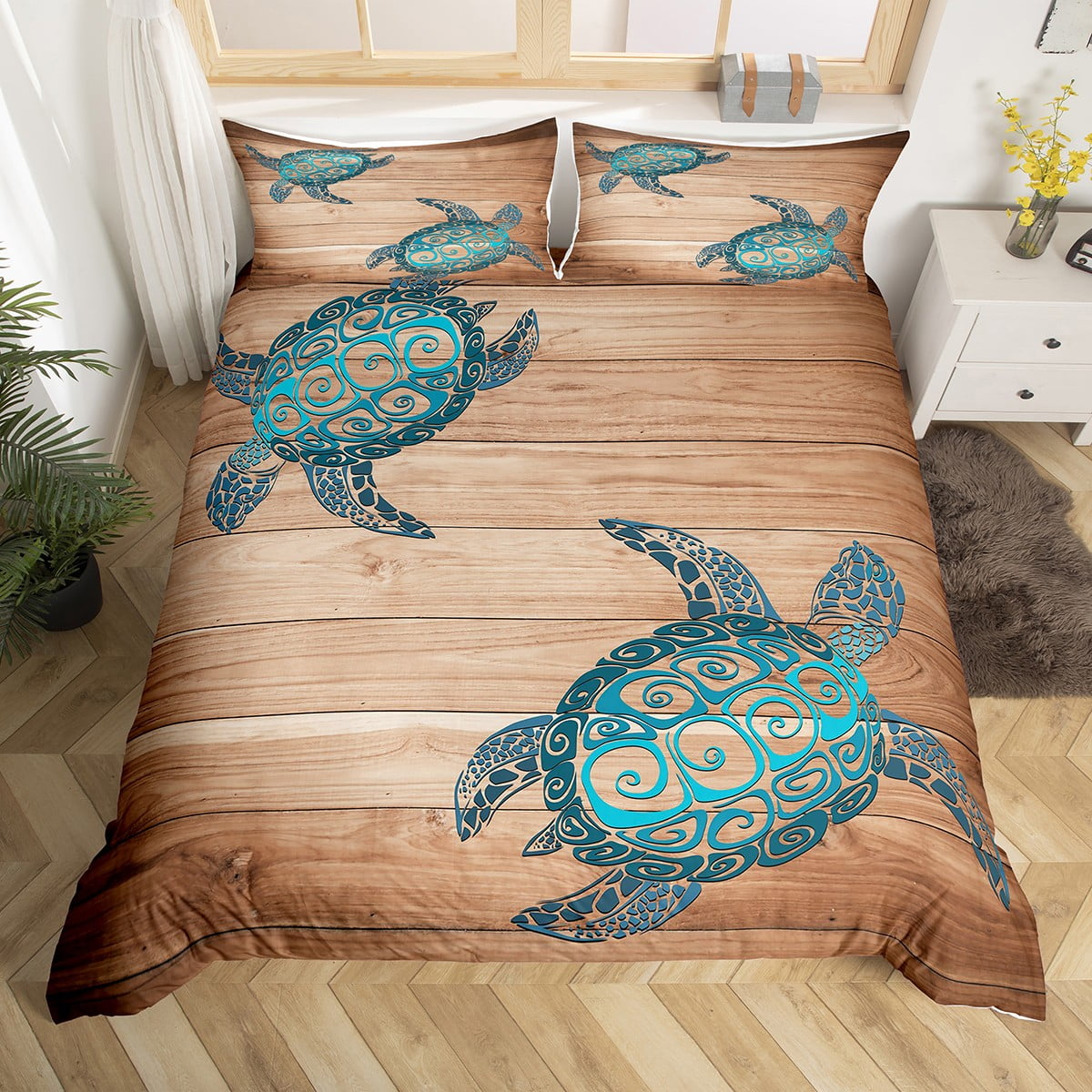 YST Ocean Animal Duvet Cover King Sea Turtle Bedding Set, Wild Animals ...