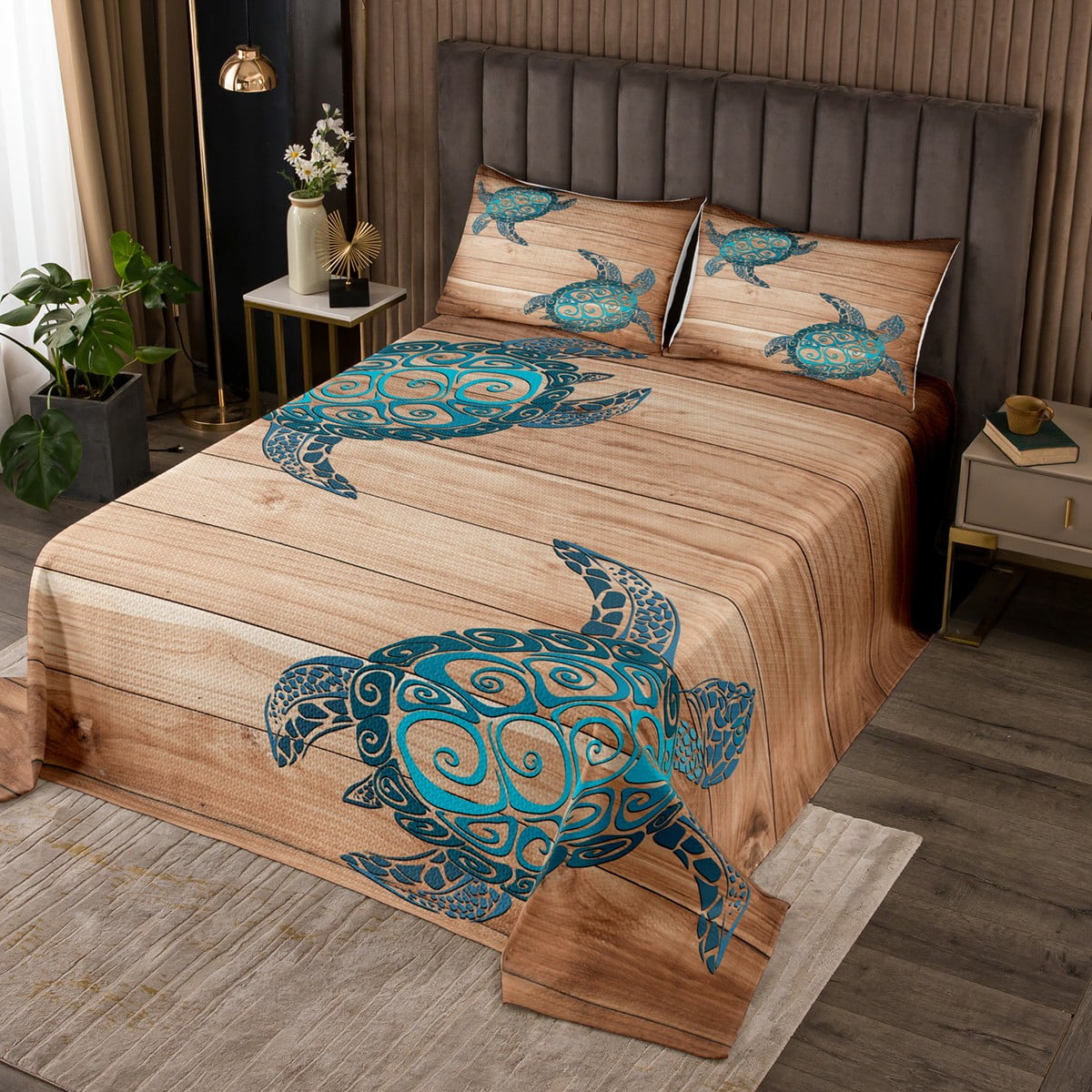 Erosebridal Ocean Animal King Quilt Set Sea Turtle Coverlet Set, Wild ...