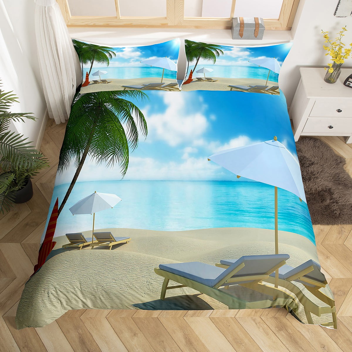 YST Ocean Bedding Set Twin, Summer Beach Decor Duvet Cover, Hawaiin ...