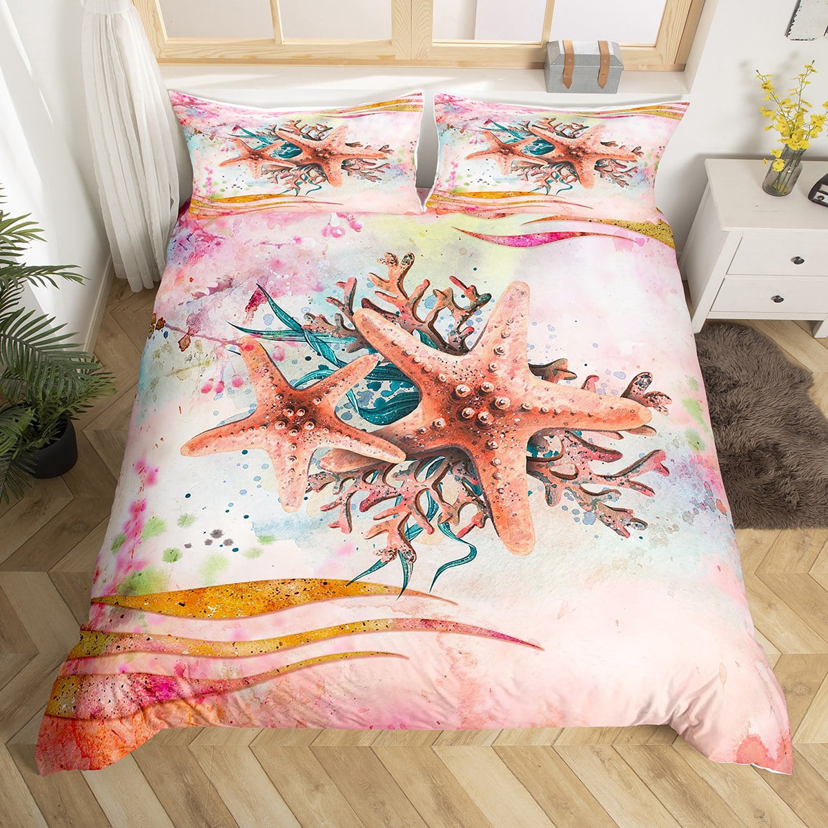 YST Ocean Theme Duvet Cover, Girly 3D Starfish Comforter Cover, Girls ...