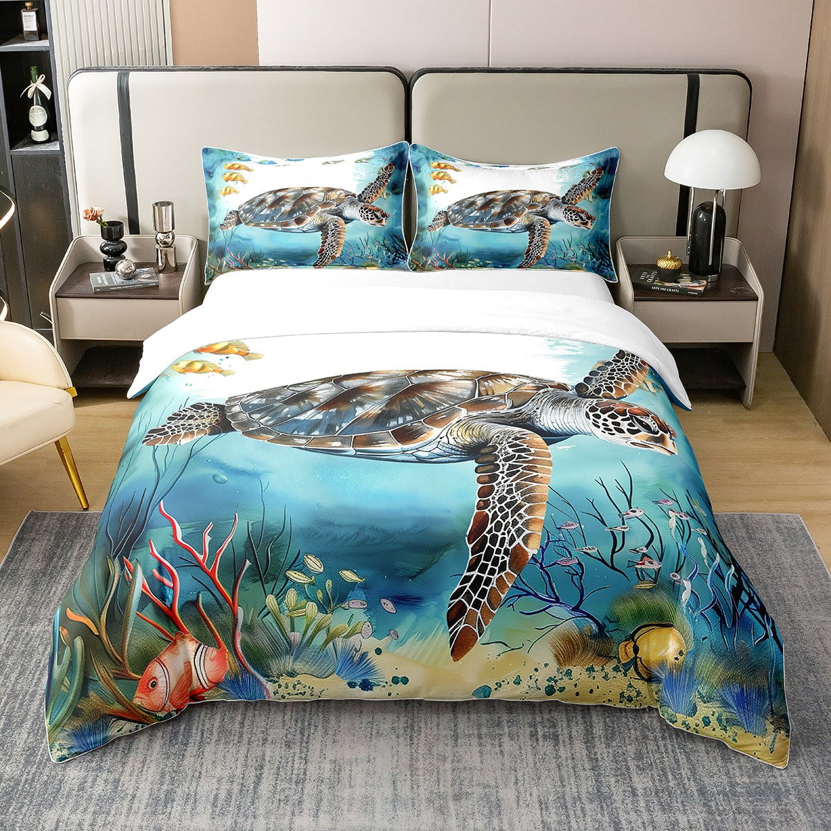 YST Ocean Turtle 100% Organic Cotton Duvet Cover for Kids Boys Girls ...