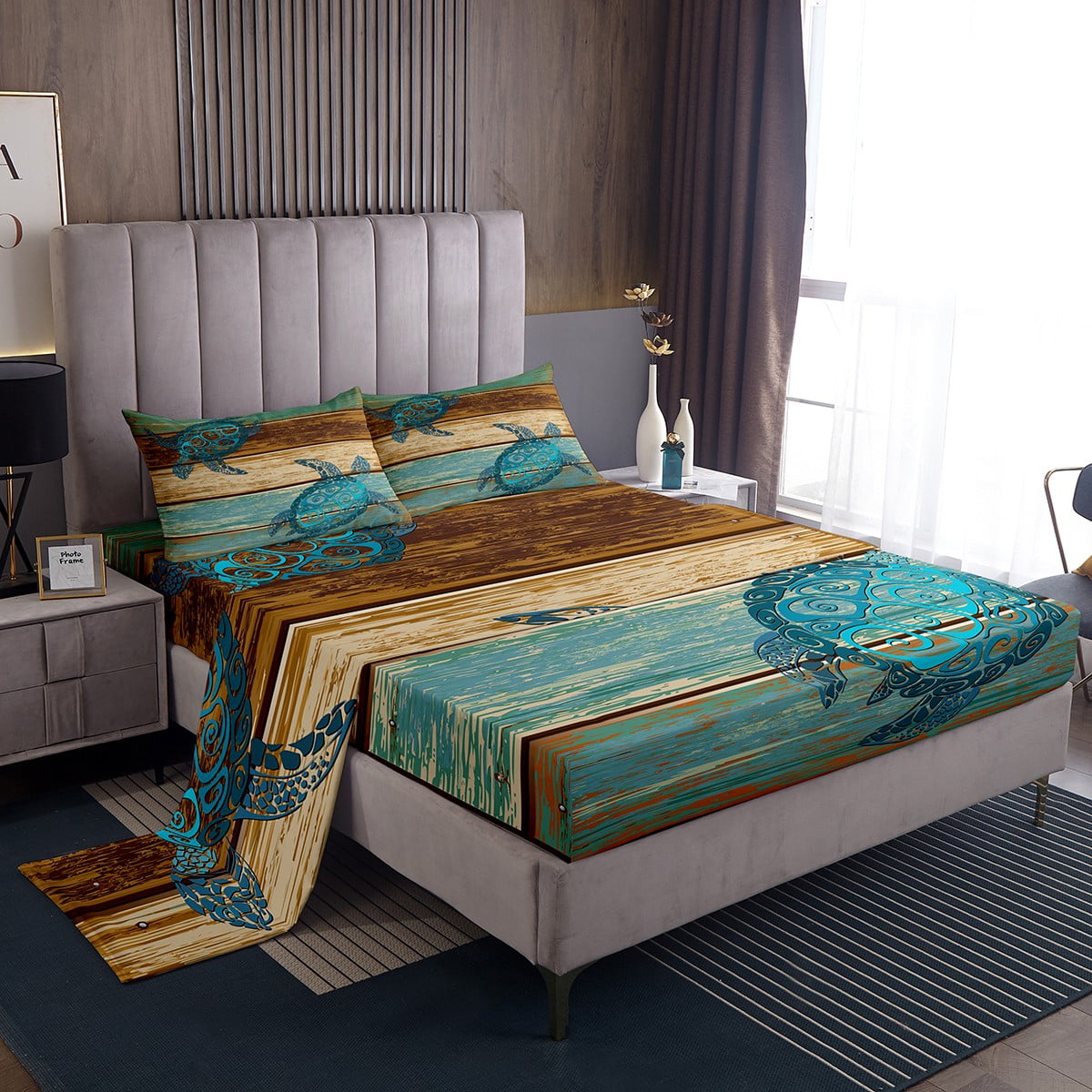 YST Ocean Turtle King Sheet Set Sea Sheets, Vintage Farmhouse Bed Set ...