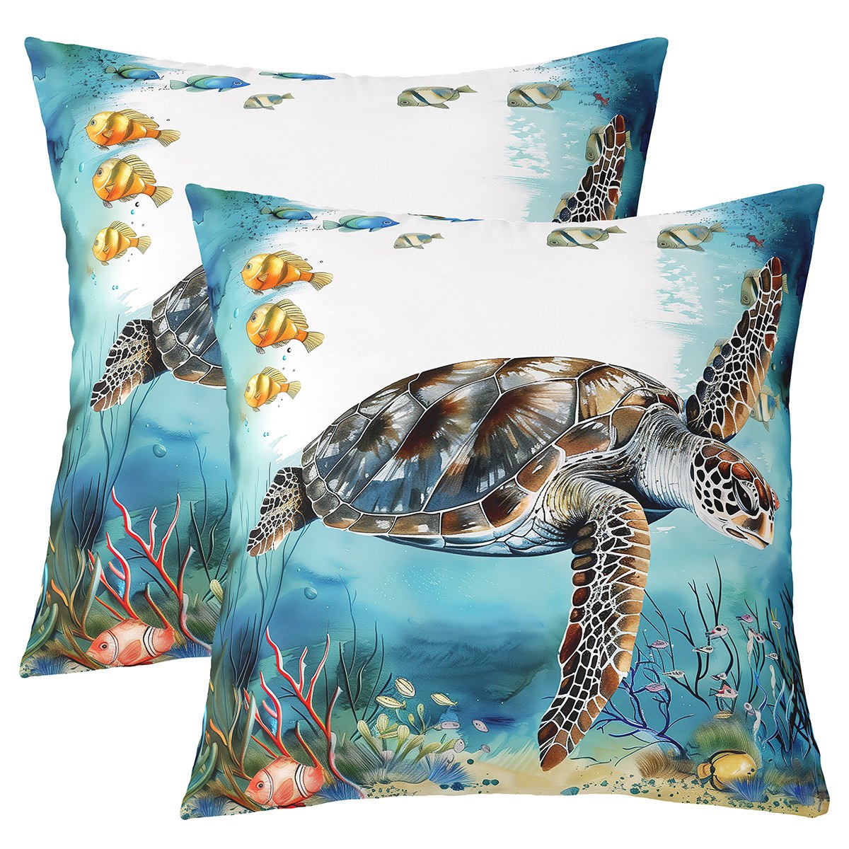 YST Ocean Turtle Throw Pillow Covers Set of 2 for Kids,Vintage Tortoise ...