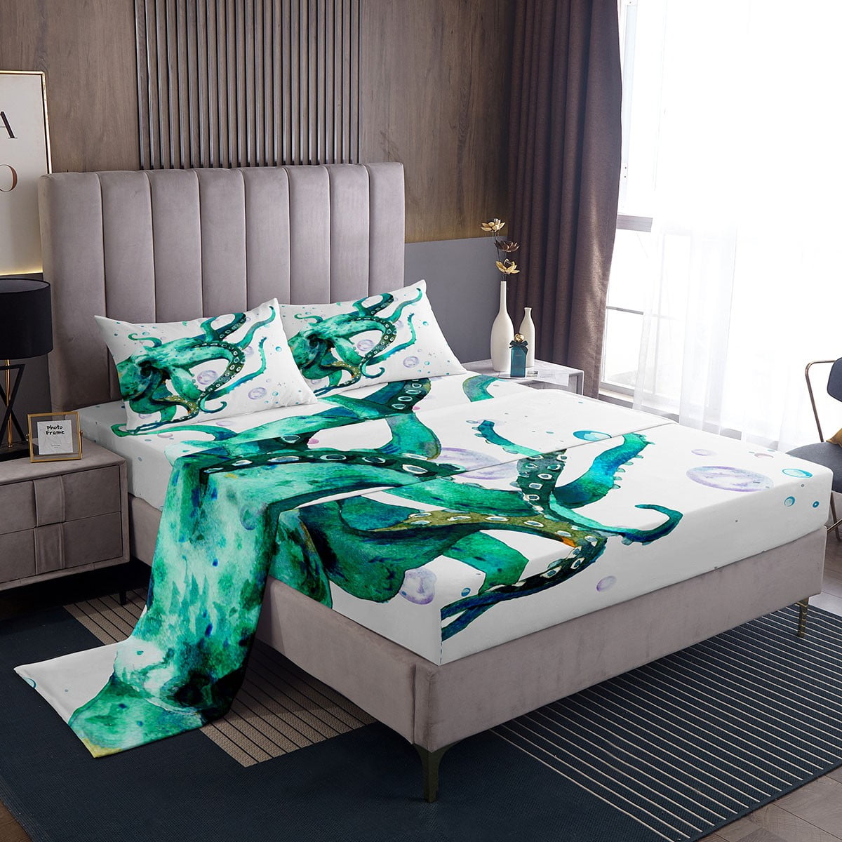 YST Octopus Bed Sheets Set for Kids Boys, Ocean Animal Marine Life ...