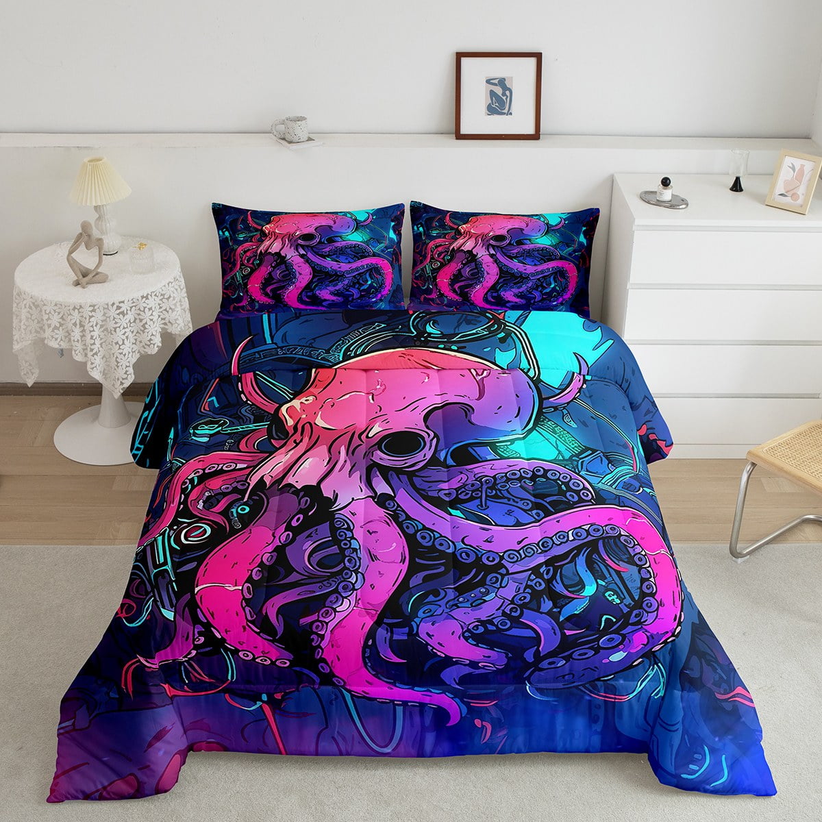 Erosebridal Octopus Bedding Cartoon Ocean Animal Comforter Set Room ...