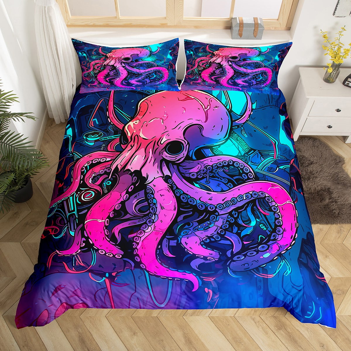 Erosebridal Octopus Bedding Set Cartoon Ocean Animal Comforter Cover ...