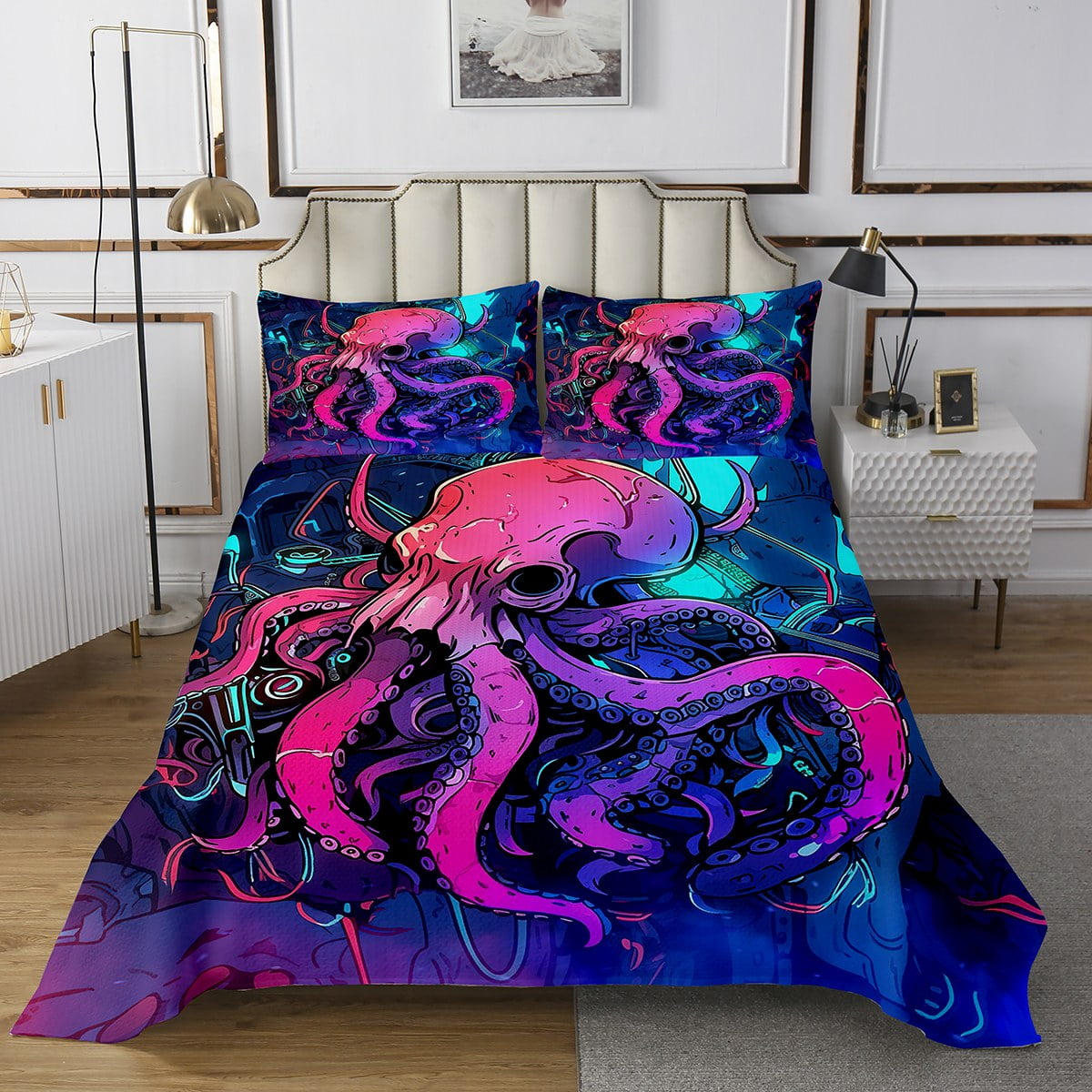 Erosebridal Octopus Bedspread Set Cartoon Ocean Animal Coverlet Set ...