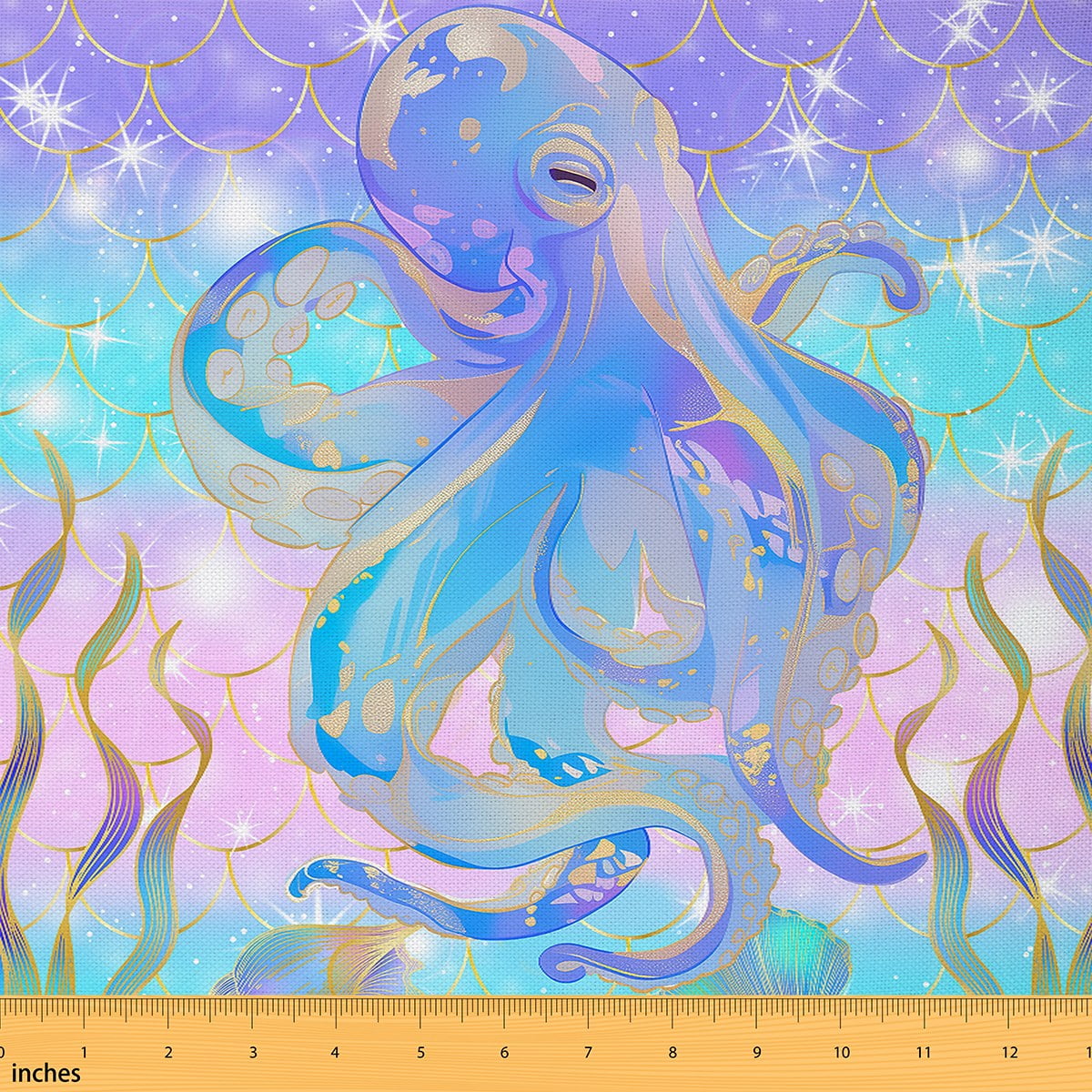 YST Octopus Fabric By The Yard Fish Scales Upholstery Fabric Ombre ...