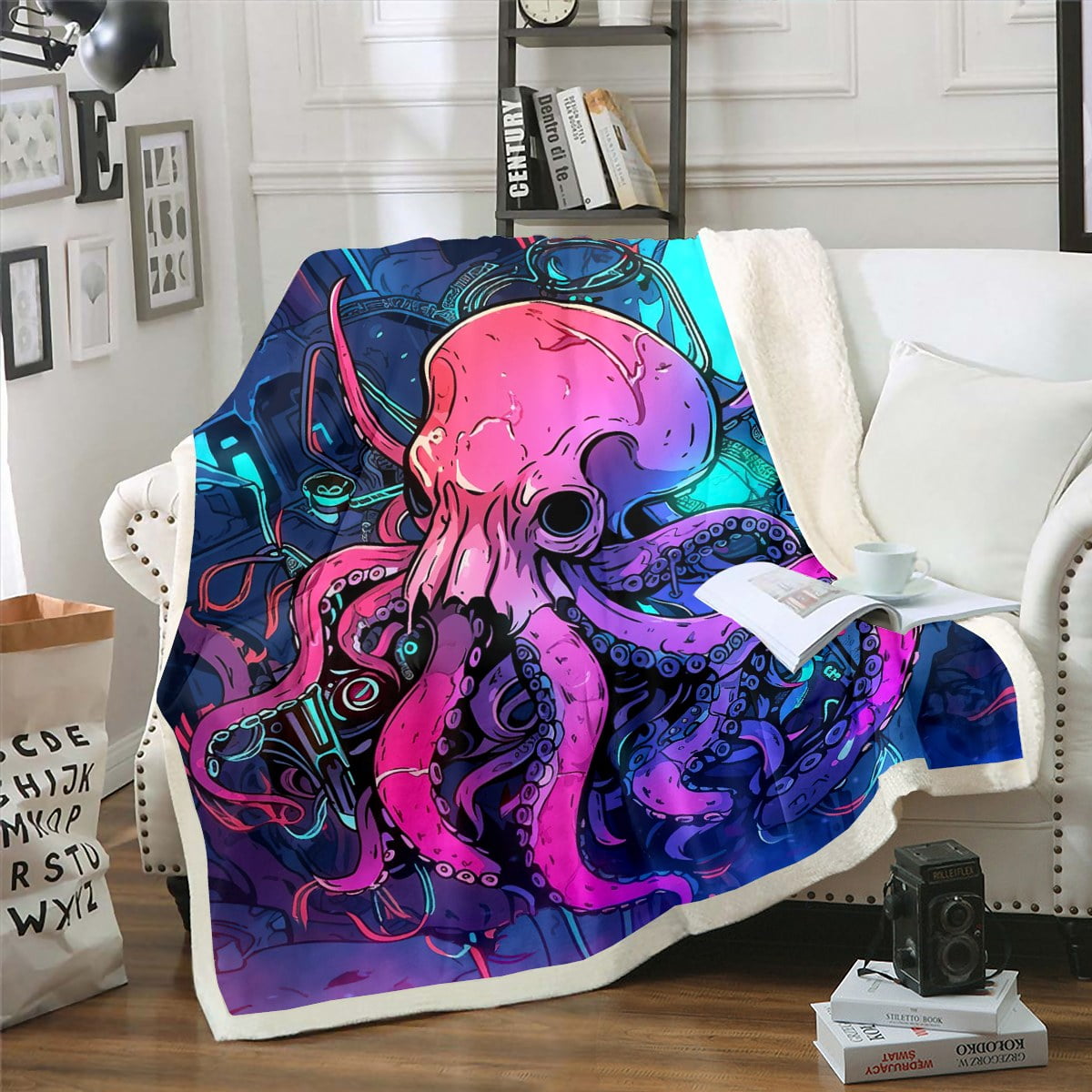 YST Octopus Fuzzy Blanket Cartoon Ocean Animal Throw Blanket for Girls ...