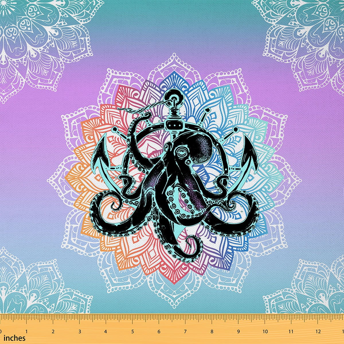 YST Octopus Rudder Fabric By The Yard, Boho Flower Upholstery Fabric ...