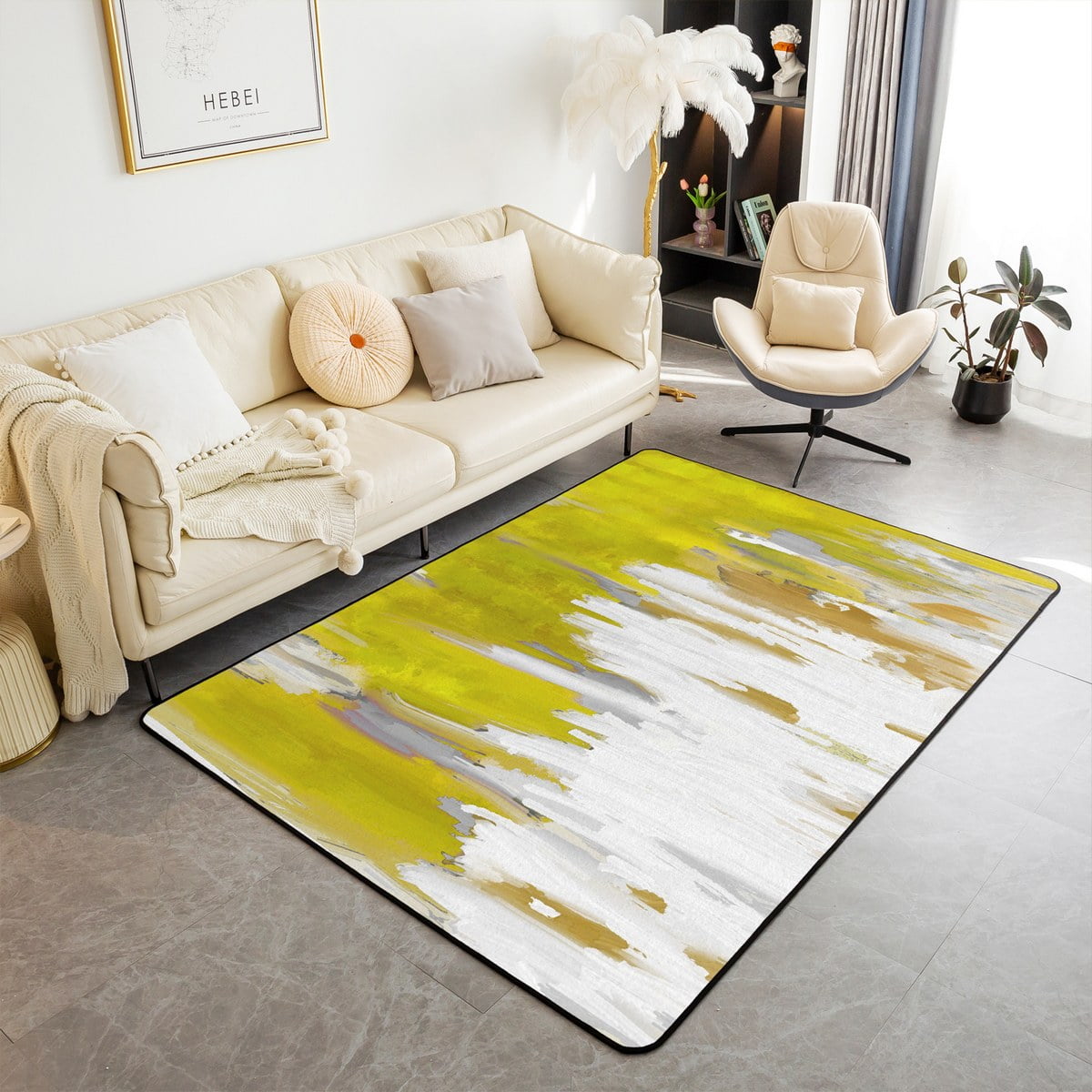 Erosebridal Oil Painting Area Rug 3x5 Green Stripe Carpet, Brush Marks ...