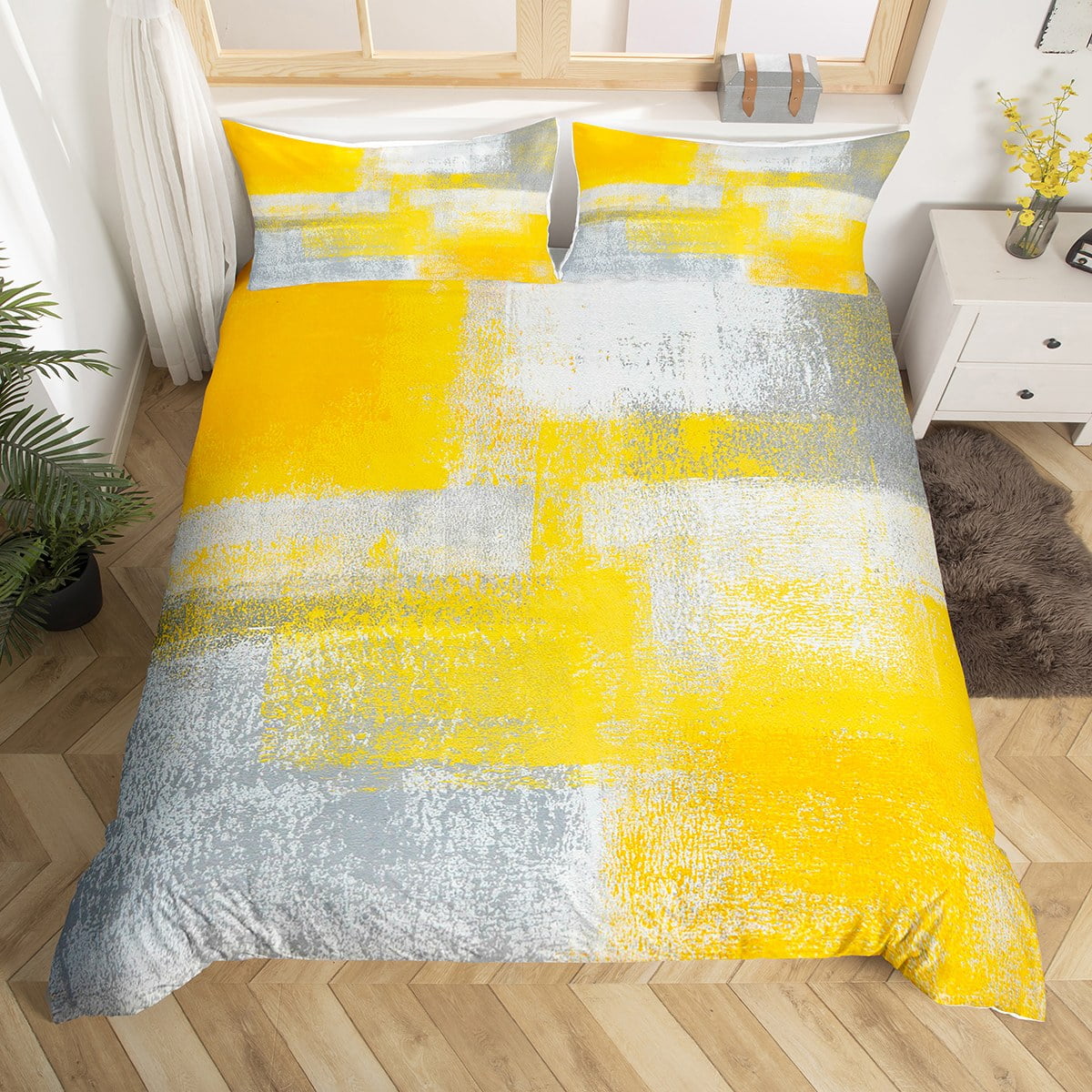 Erosebridal Oil Painting Duvet Cover Teens Adult,Yellow Grey Ombre ...