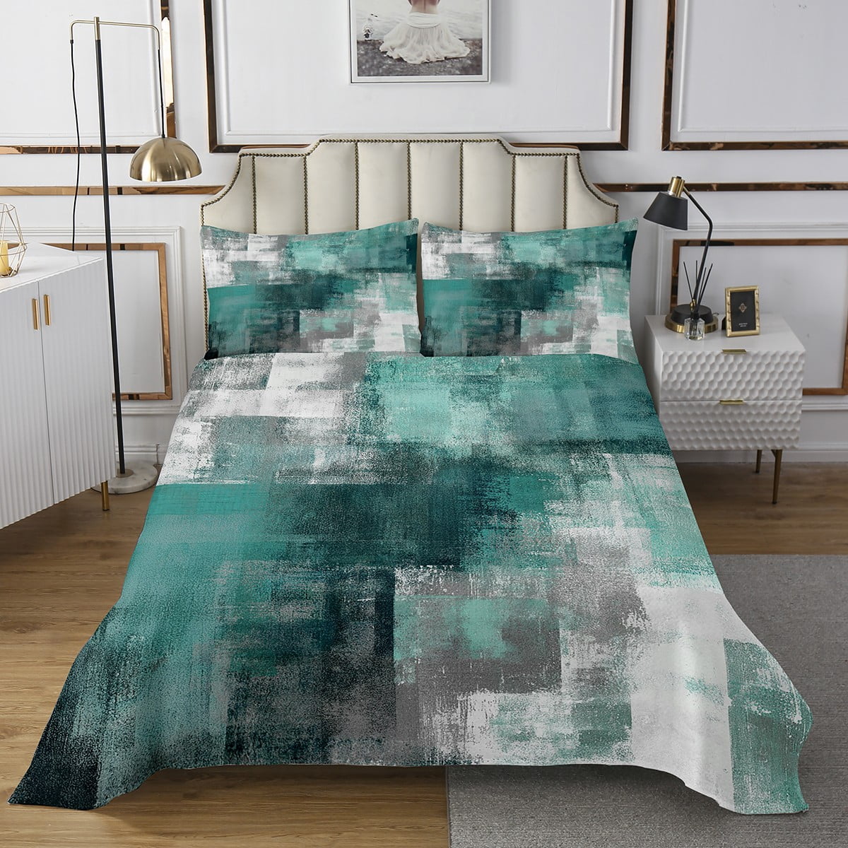 YST Oil Painting Quilt Set Queen,Modern Ombre Coverlet Set for Kids ...