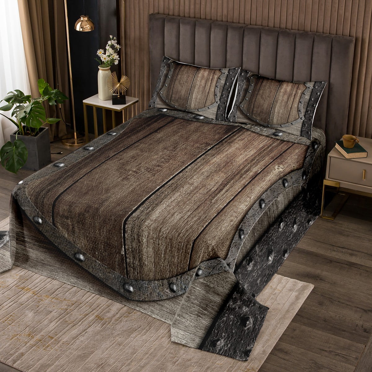 Erosebridal Old Barn Door Bedspread Set King Size Coverlet Set Rustic ...