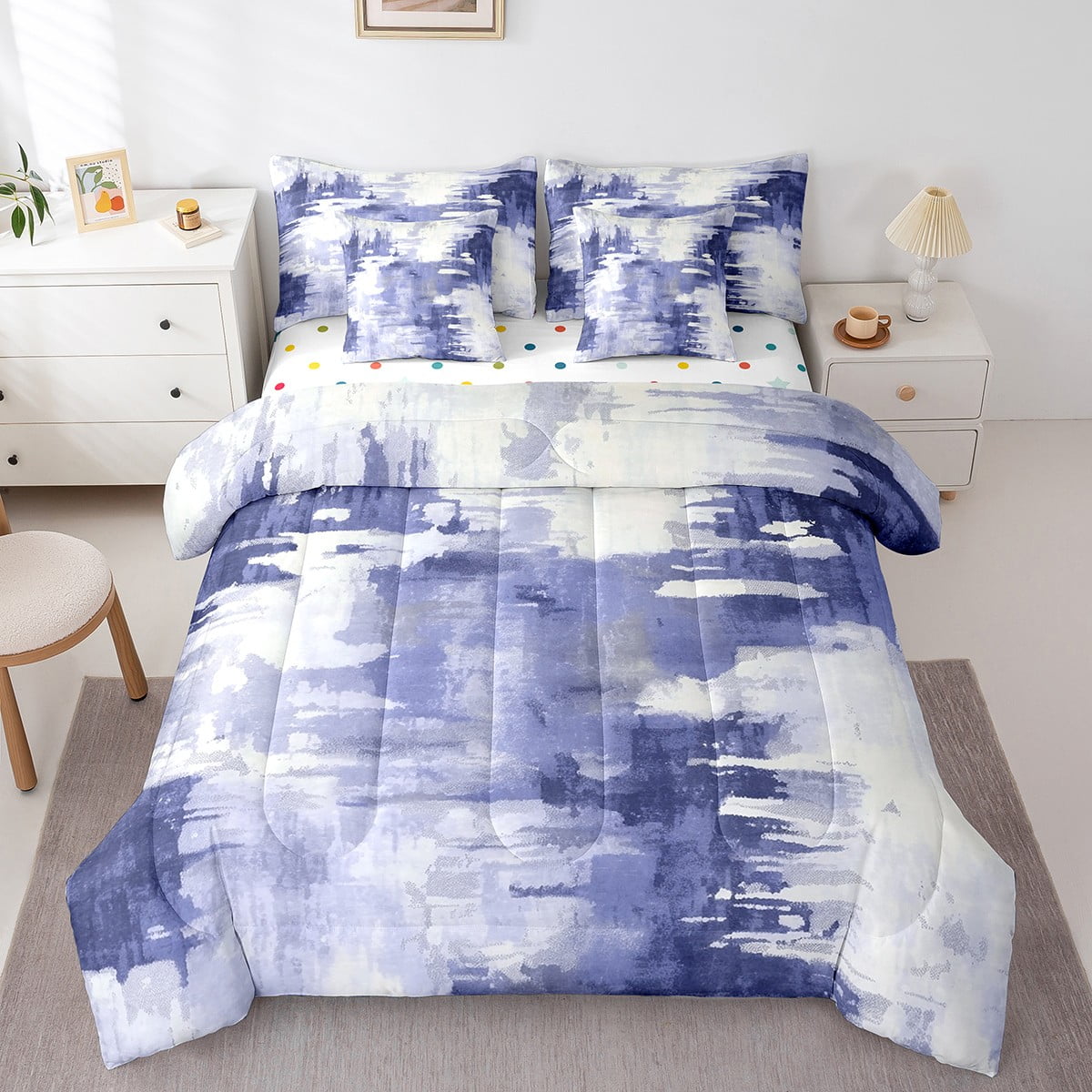 YST Ombre Abstract Comforter Set with Sheets Queen,Lavender Purple ...