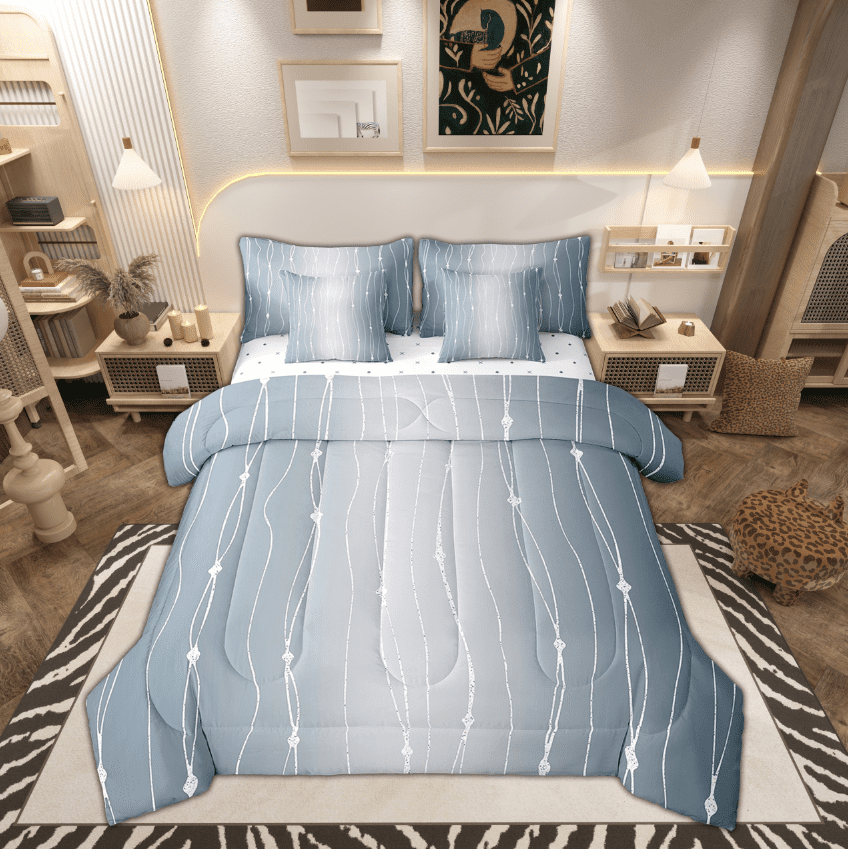 Ombre Grey Bedding King Size 7pcs Aesthetic Geometric Comforter Set ...