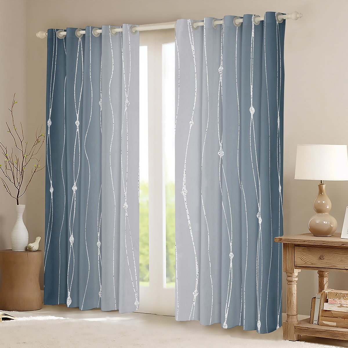 Erosebridal Ombre Grey Curtains & Drapes Aesthetic Geometric Curtains ...