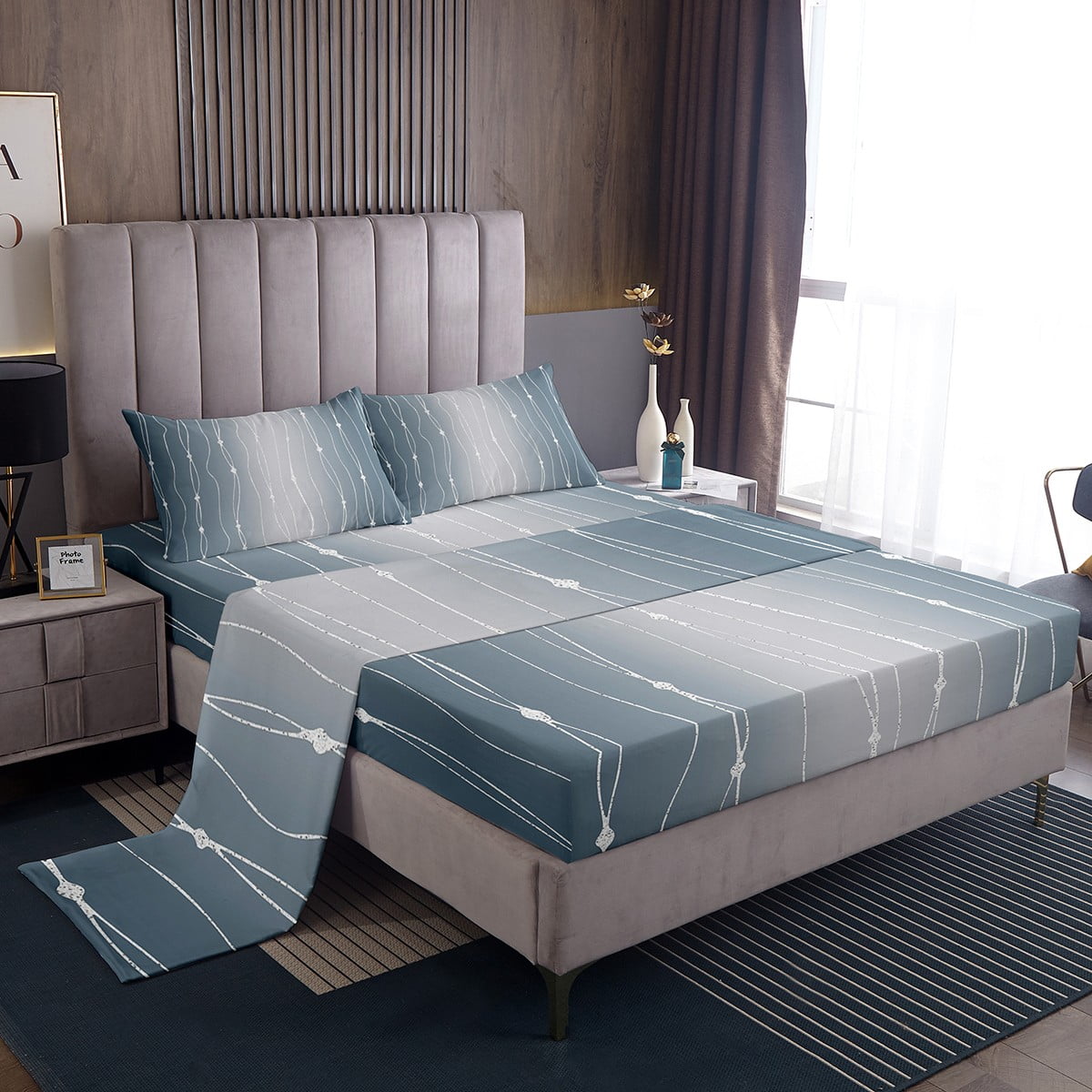 YST Ombre Grey Twin Sheet Set Aesthetic Geometric Sheets, Dots and Wave ...