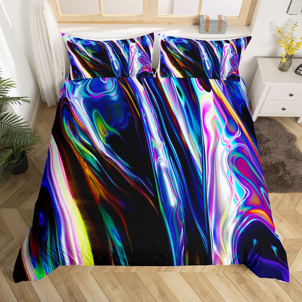 Erosebridal Ombre Marble Duvet Cover,Neon Color Painted Marble Texture ...