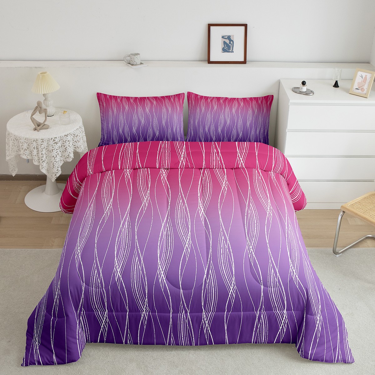YST Ombre Pink Purple Bedding Set Pastel Gradient Twin Comforter Set ...