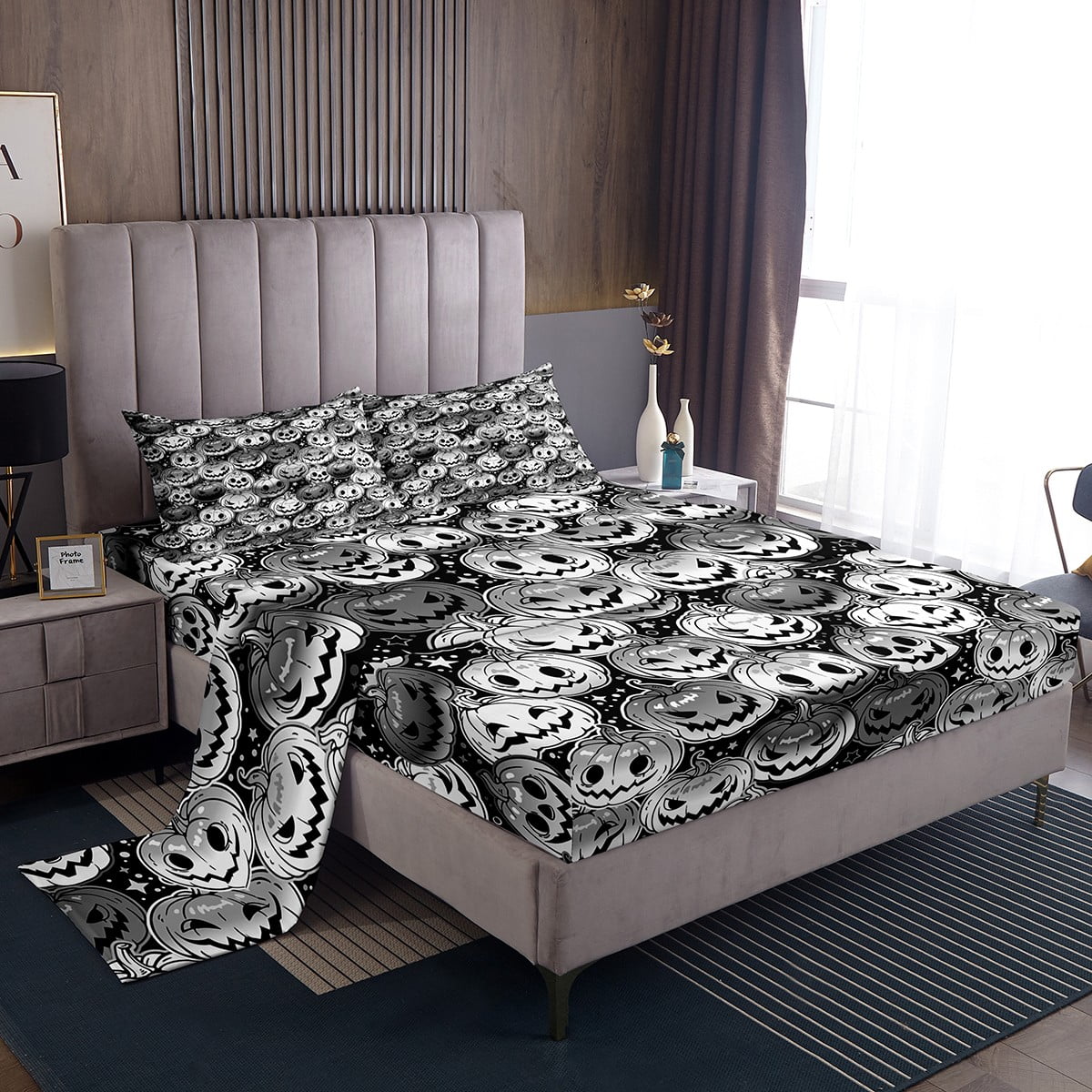 Ombre Pumpkin Bed Sheets Set Happy Halloween Theme Full Size Sheet Sets ...