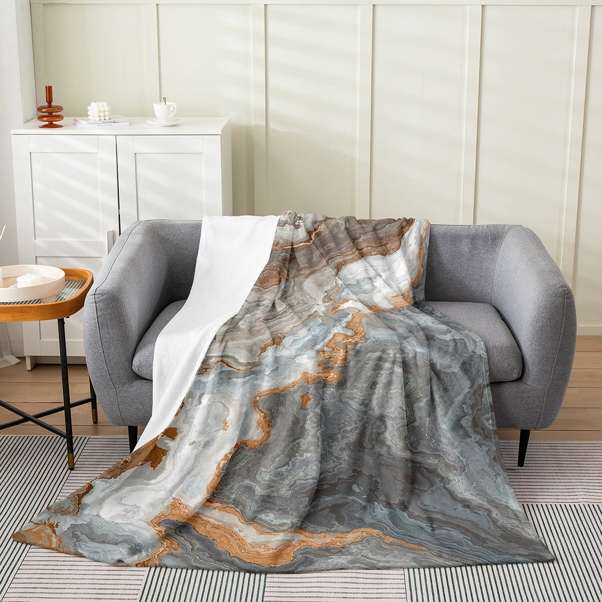 Ombre Retro Marble 30x40 inch Throw Blanket,Marble Texture Fleece Blanket for Women Men Teens ...