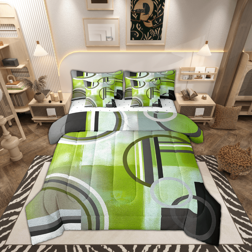 Erosebridal Ombre Watercolor Comforter Set,Green Grey Bed in a Bag 7 ...