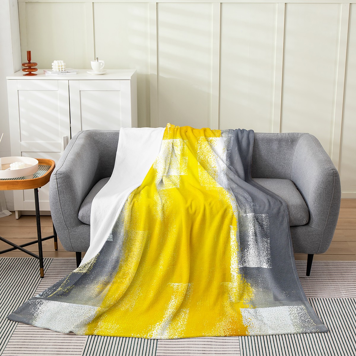 Ombre Yellow Grey Blanket,Abstract Tie Dye Throw Blanket ,Hippie ...