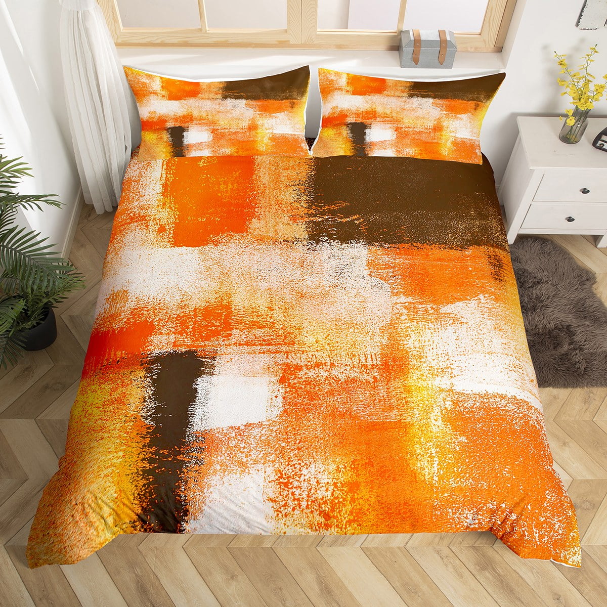 Orange Gradient Duvet Cover Full Colorful Tie Dye Bedding Set for Teen ...