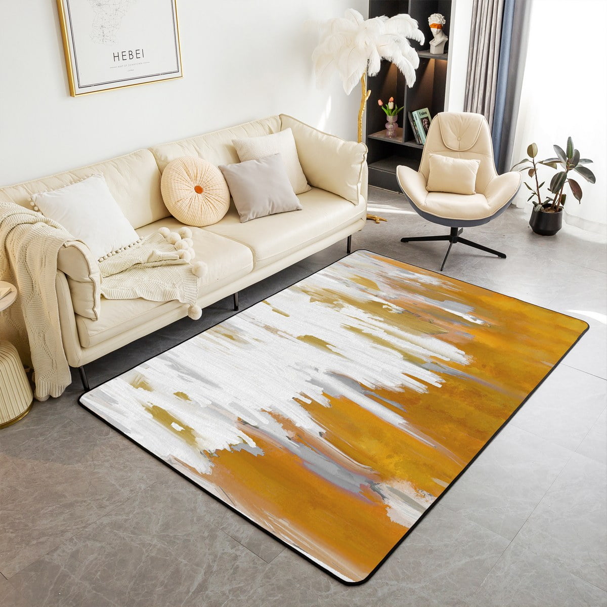 Erosebridal Orange Rug Gradient Stripe Area Rug 3x5, Modern Oil ...