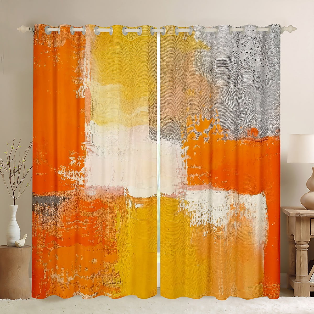 Orange Tie Dye Curtains Contemporary Ombre Curtains & Drapes, Modern ...