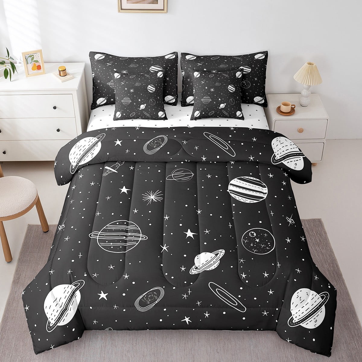 YST Outer Space Comforter Set for Kids Children Solar System Galaxy ...